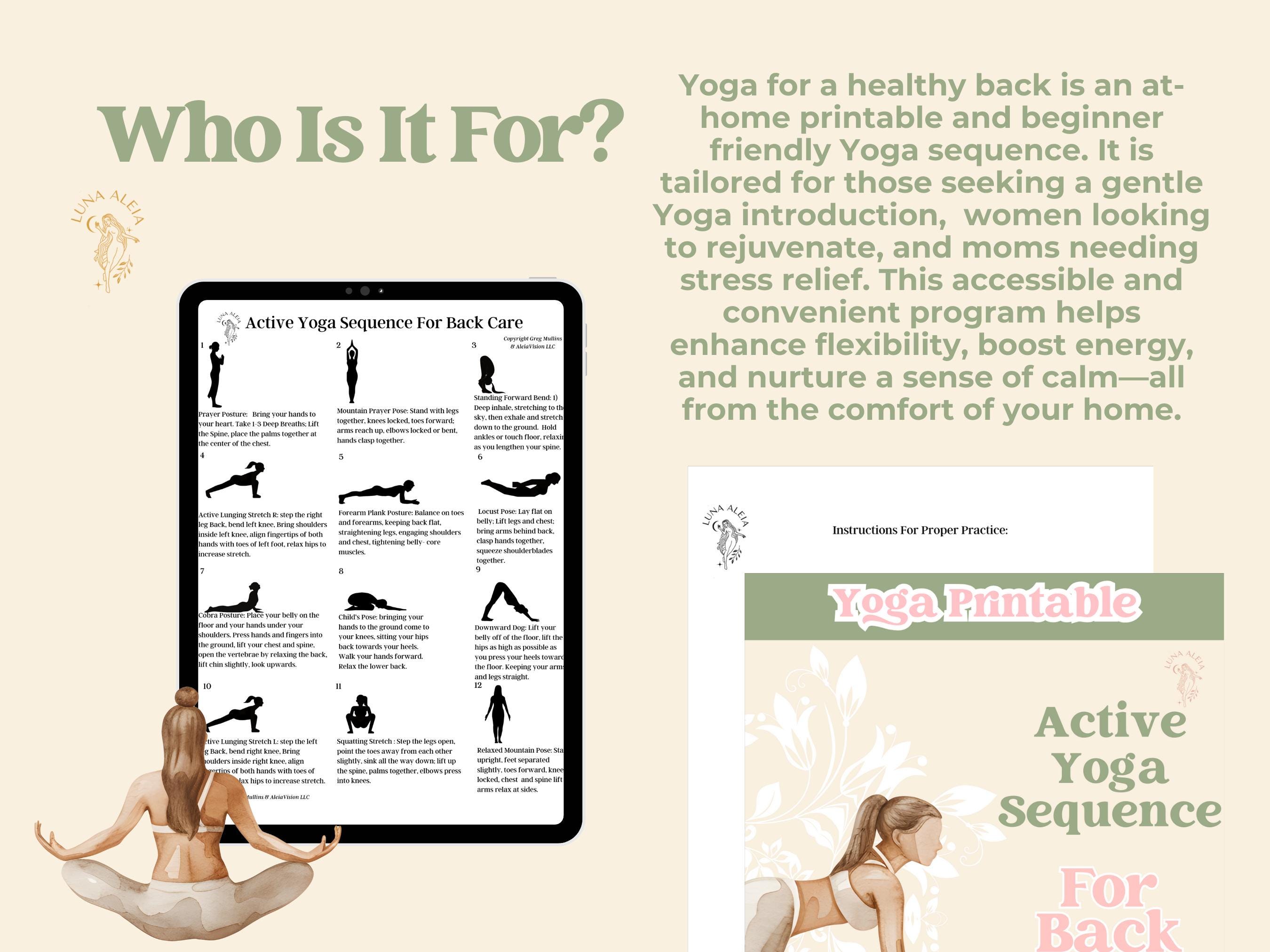 Active Yoga for Back Care Printable, Mobility Sequence for Back Health ...