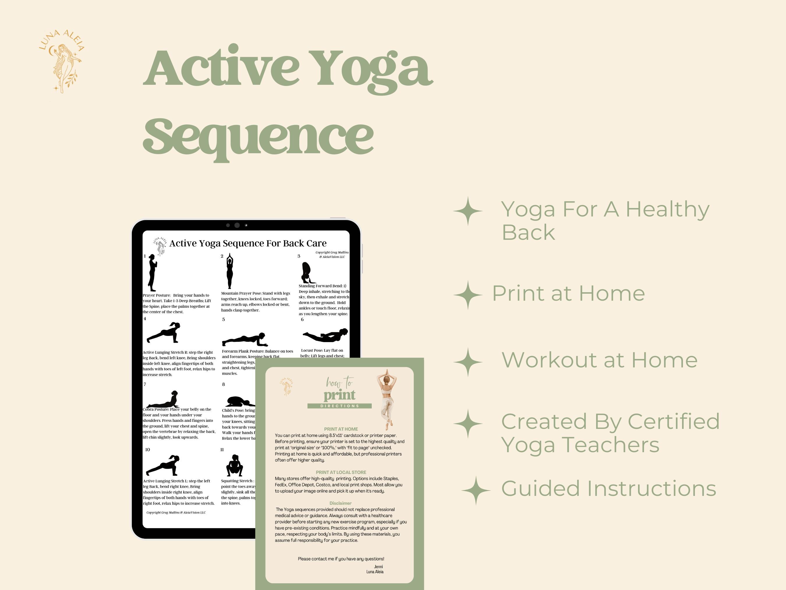 Active Yoga for Back Care Printable, Mobility Sequence for Back Health ...