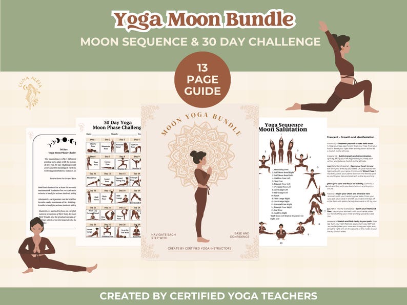 Yoga Bundle PDF Guide, Moon Yoga Sequence and 30 Day Challenge for ...