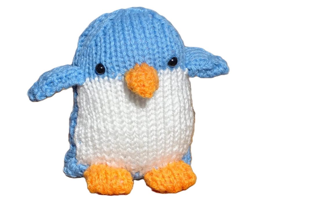 Soft Hand Knit Penguin, Stuffed Animal, Small Toy, Blue Baby Toy ...