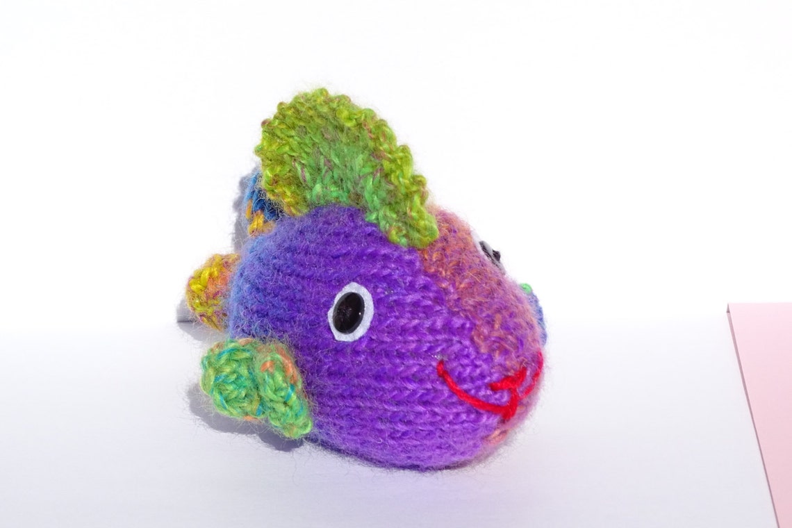 Hand Knitted Tropical Fish Knitted Fish Rainbow Fish Knit | Etsy