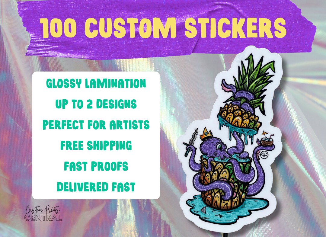 100 Custom Laminated Vinyl Stickers, Die Cut Stickers, Cut to Size ...