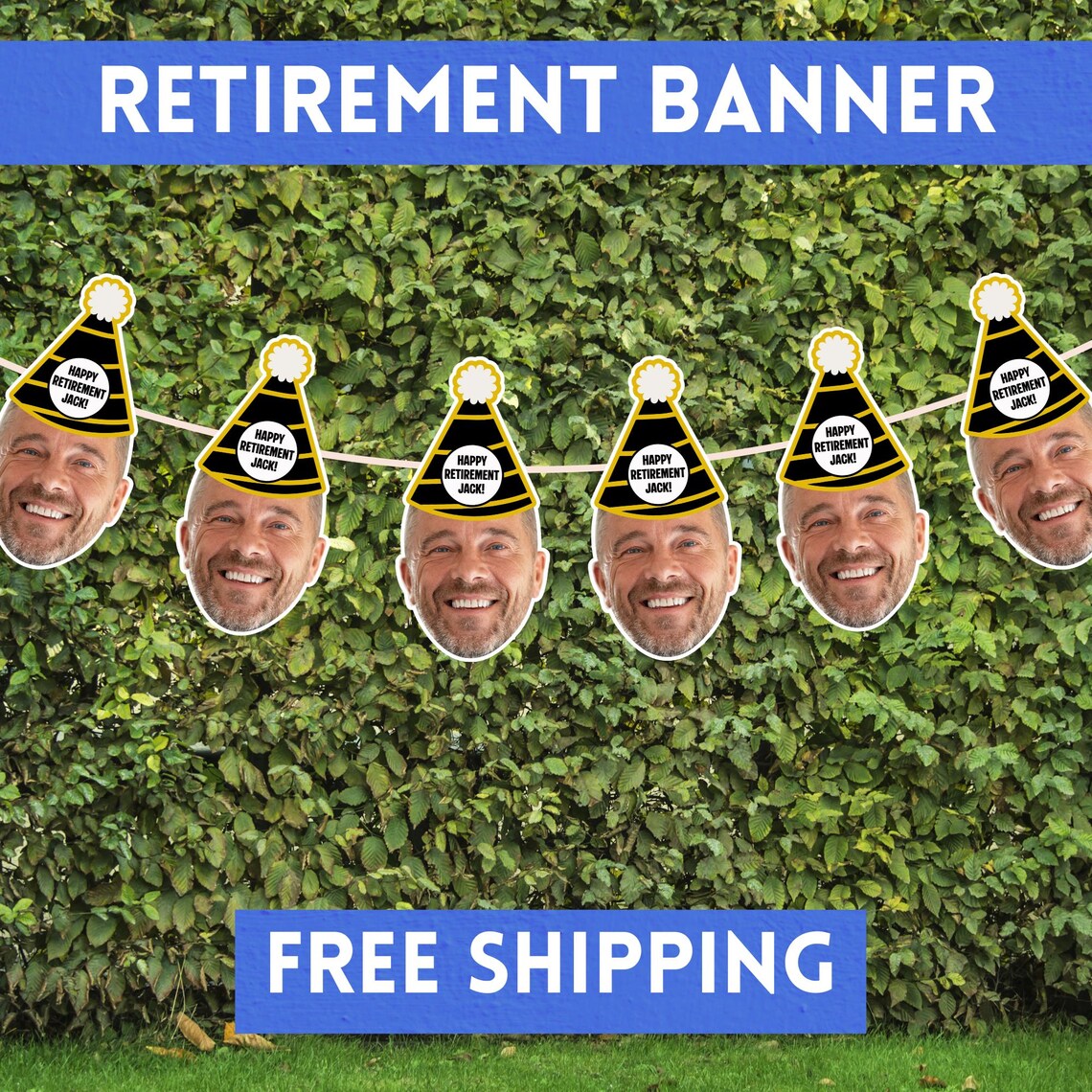 Custom Face Retirement Banner: Personalized Party Garland - Etsy