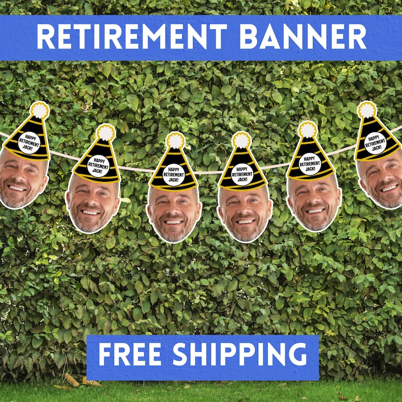 Custom Face Retirement Banner: Personalized Party Garland - Etsy