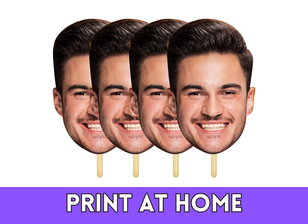 Face on a Stick, Digital Head on A Stick, Printable Big Head Cutout ...