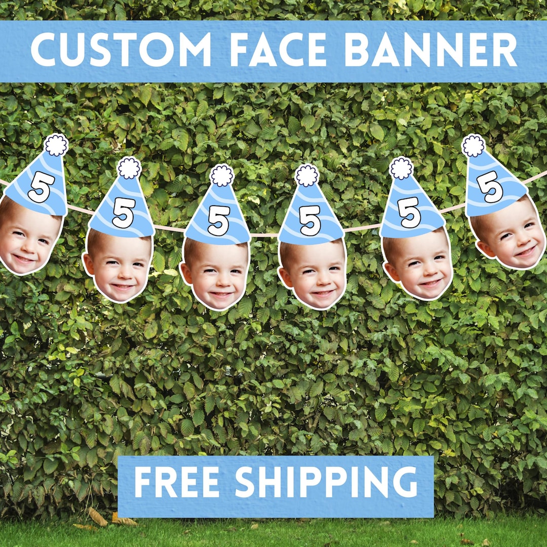 Custom Kids Face Birthday Banner: Personalized Party Decor - Etsy