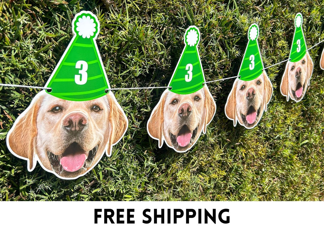 Custom Pet Face Banner, Dog Birthday, Cat Birthday, Dog 10th Birthday ...