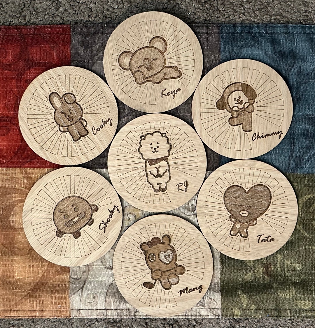 Bt21 Wooden Coasters - Etsy