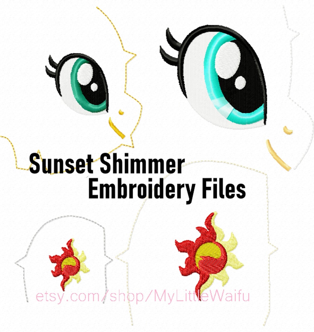 DIY Sunset Shimmer Eye and Cutie Mark Beanie and Large Embriodery ...