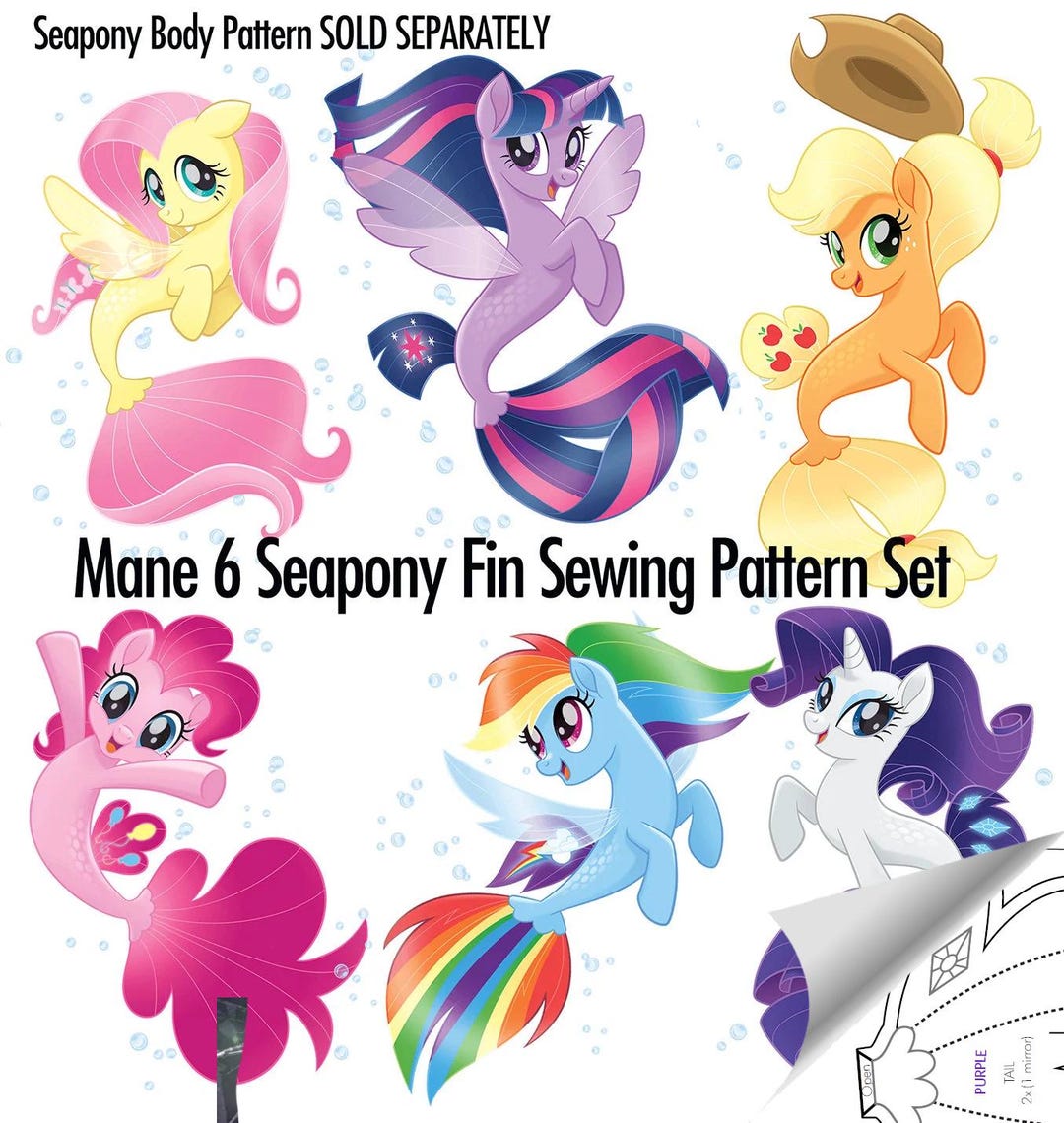 DIY Mane 6 Seapony Fin Sewing Pattern Set - 6 Patterns! - Etsy