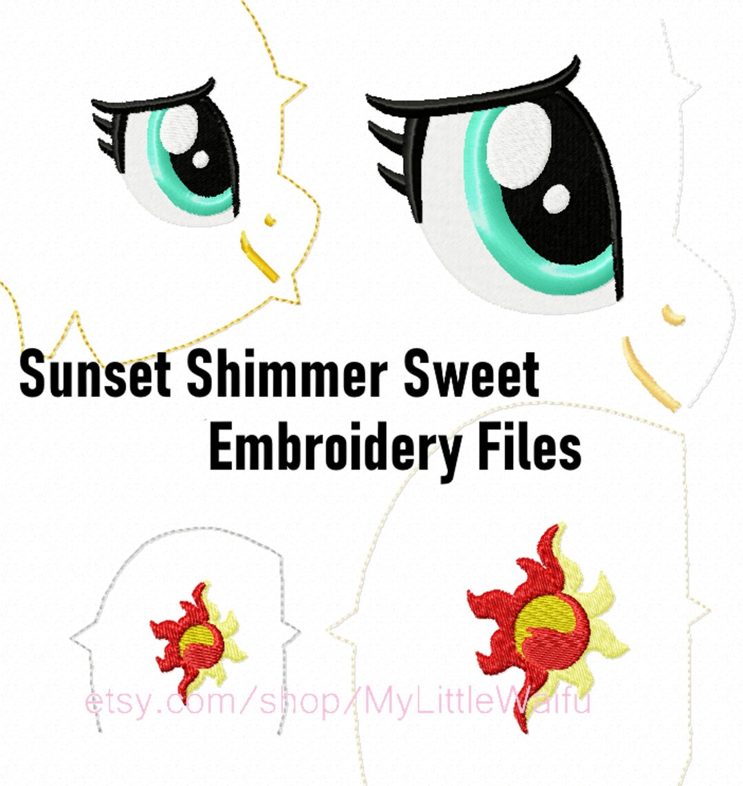 DIY Sunset Shimmer Sweet Eye and Cutie Mark Beanie and Large Embriodery ...