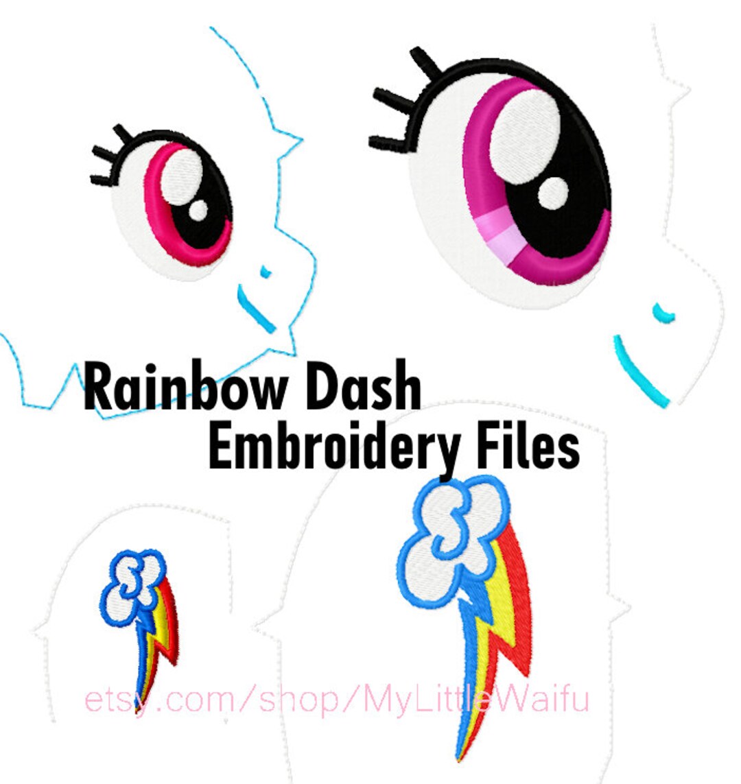 DIY Rainbow Dash Eye and Cutie Mark Beanie and Large Embroidery Machine ...