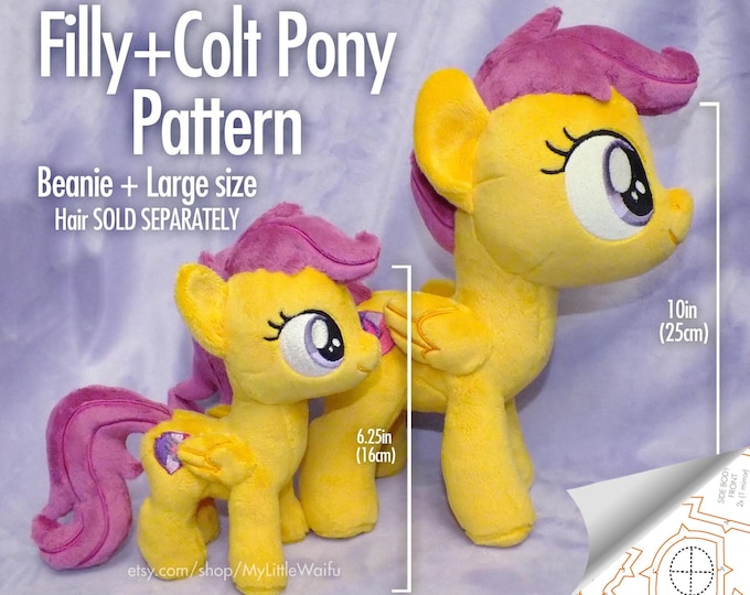 Pony Mare Stallion Plushie Sewing Pattern 27 Minky Stuffed Plush Animal ...
