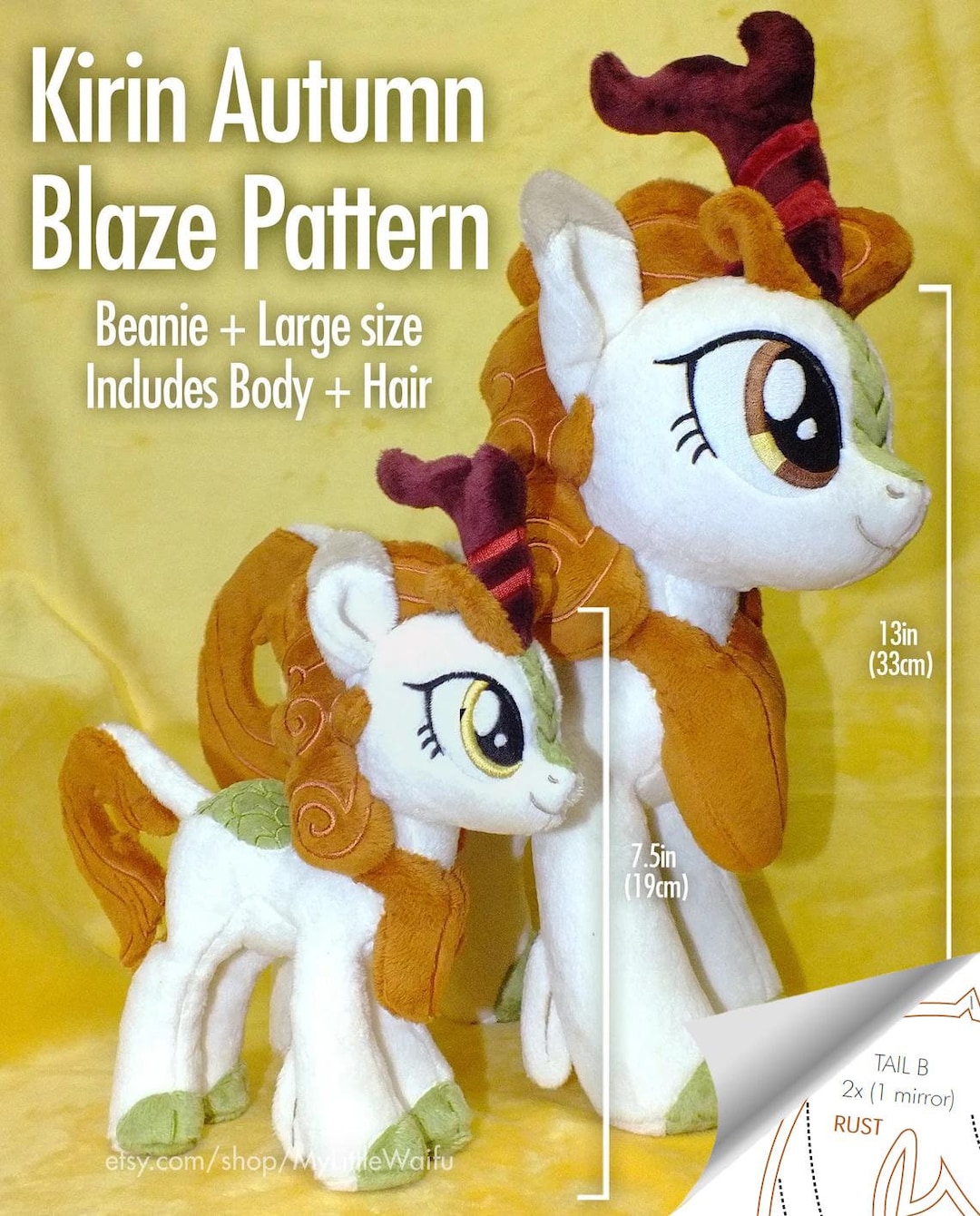 DIY Kirin Autumn Blaze Pony - Plush Sewing Pattern - 2 Sizes Large(13in ...