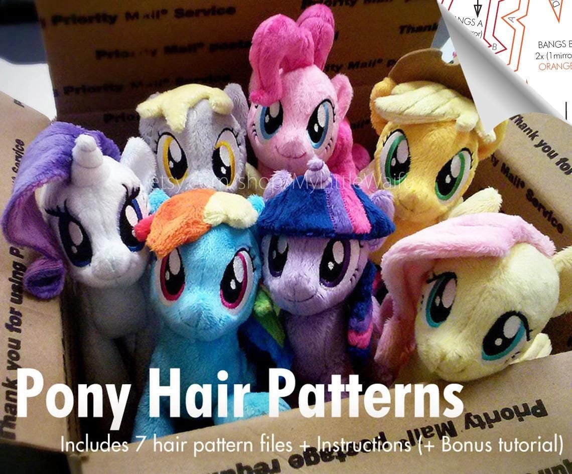 DIY Pony Plush - Mane/tail Sewing Pattern SET of 7 (twilight Sparkle ...