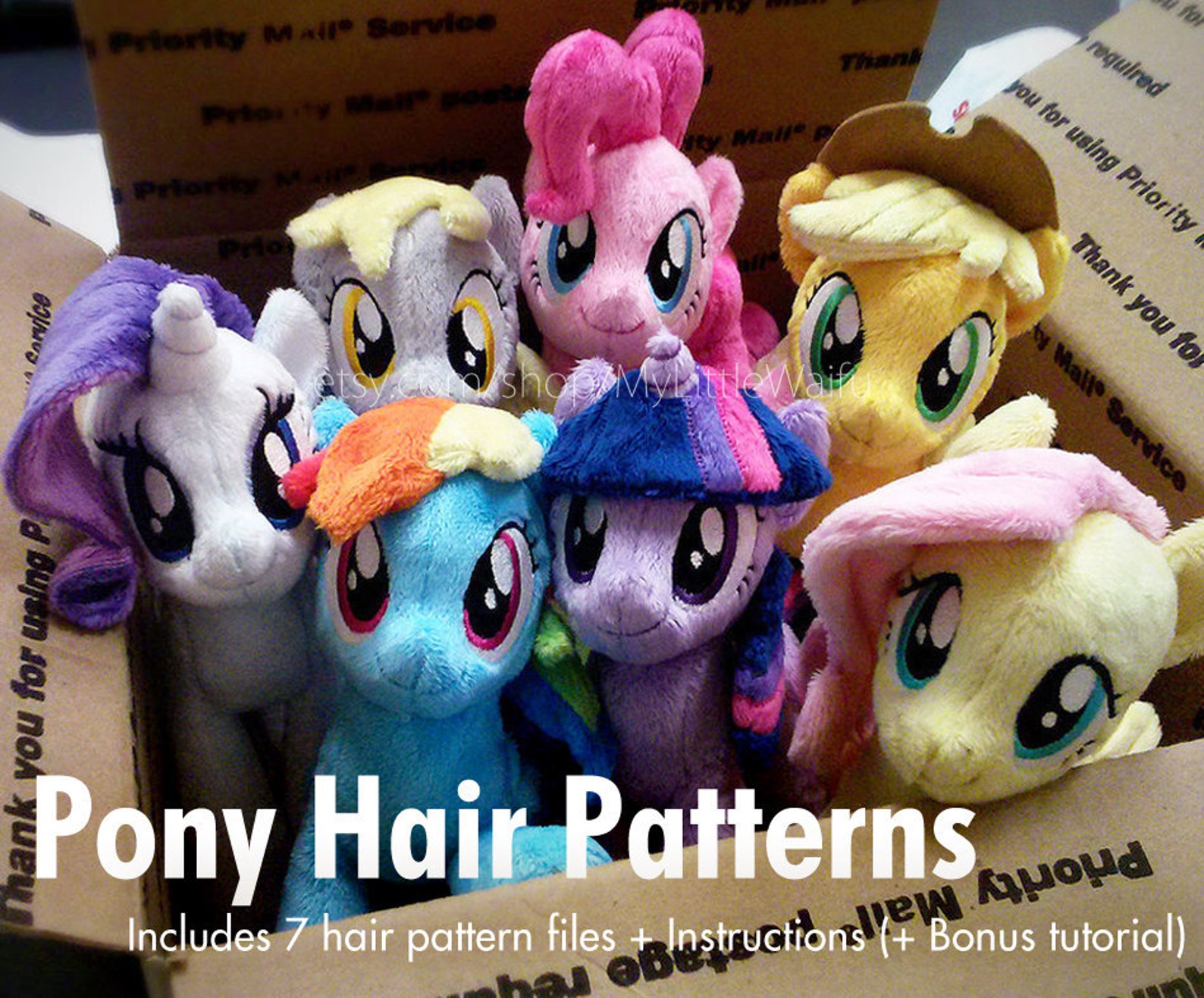 DIY Pony Plush - Mane/tail Sewing Pattern SET of 7 (twilight Sparkle ...