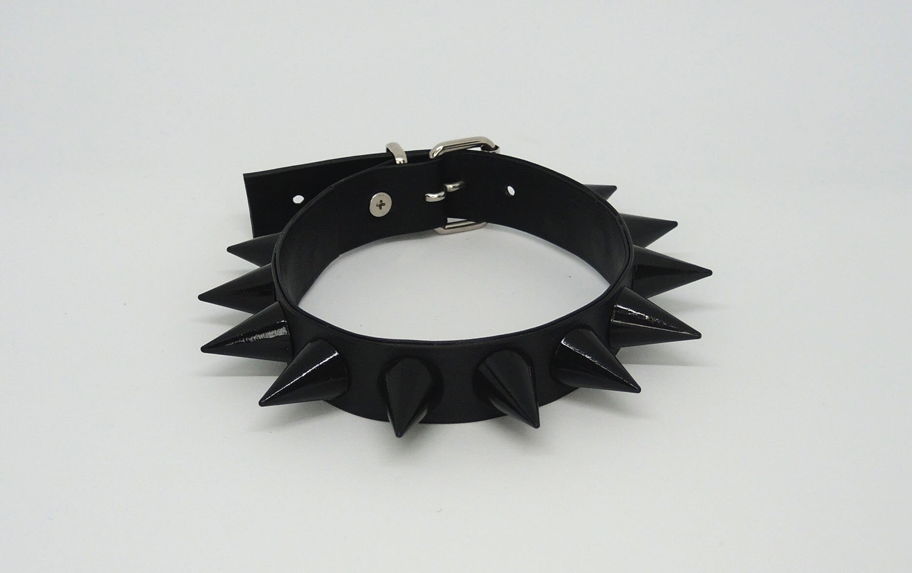 Resin spikes faux leather collar black - Etsy.de