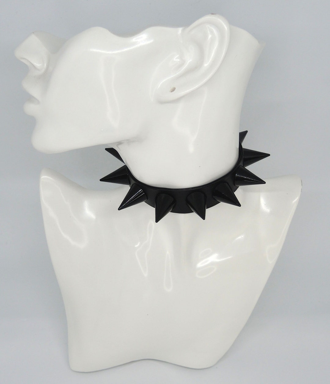 Resin spikes faux leather collar black - Etsy.de
