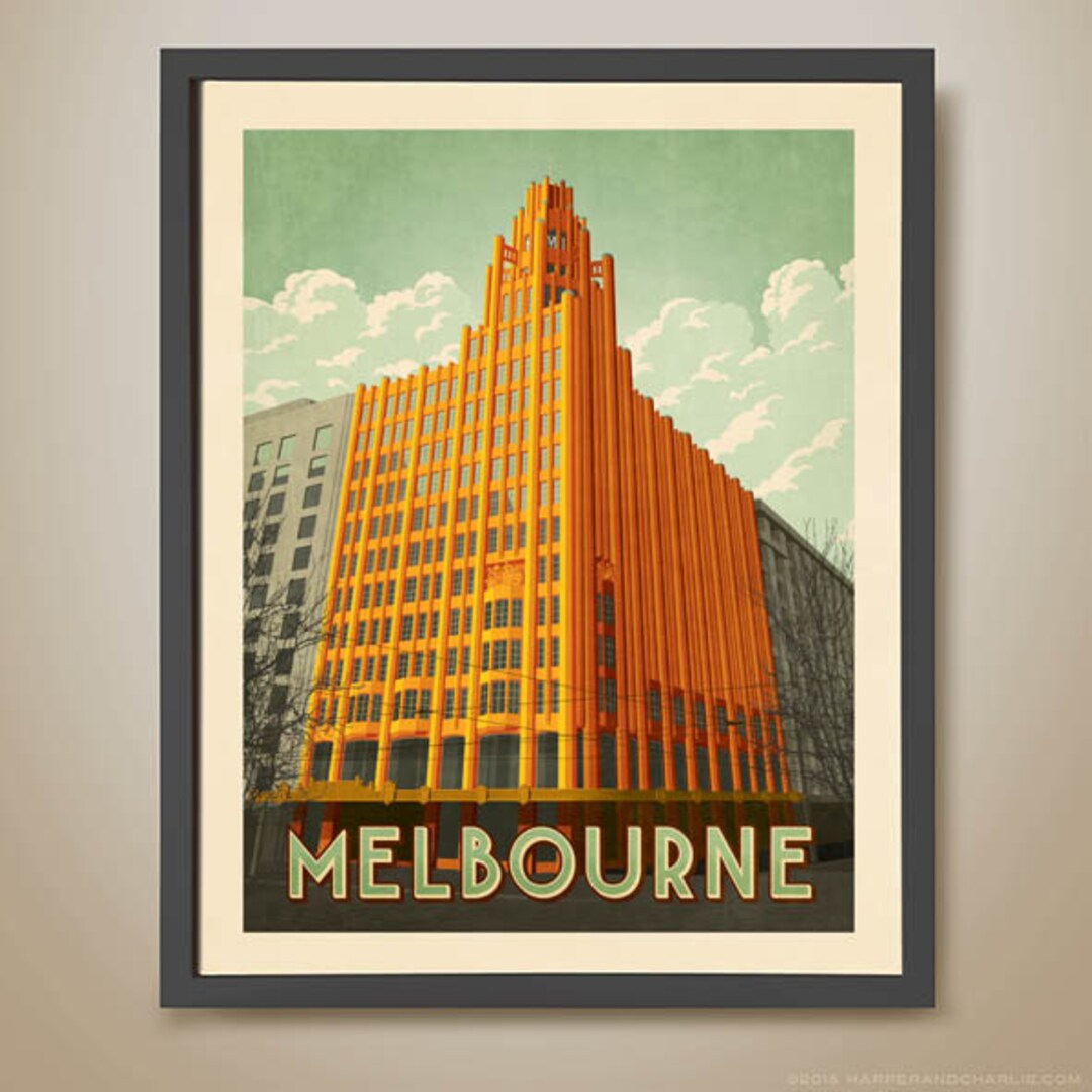 Manchester Unity Building. Art Deco Poster. Melbourne Print. Melbourne ...