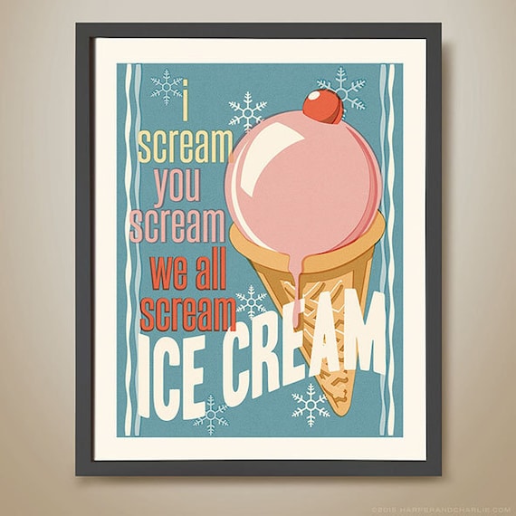 We All Scream ICE CREAM. Ice Cream. Ice Cream Cone. Gelati. | Etsy