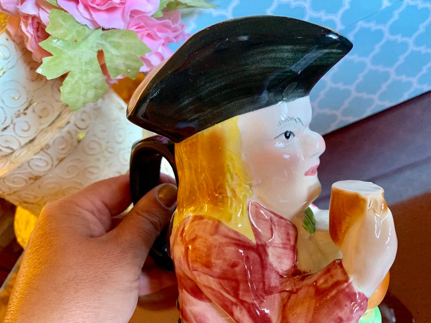 Pitcher Colonial Toby Jug Porcelain Vase Figurine 1950s | Etsy