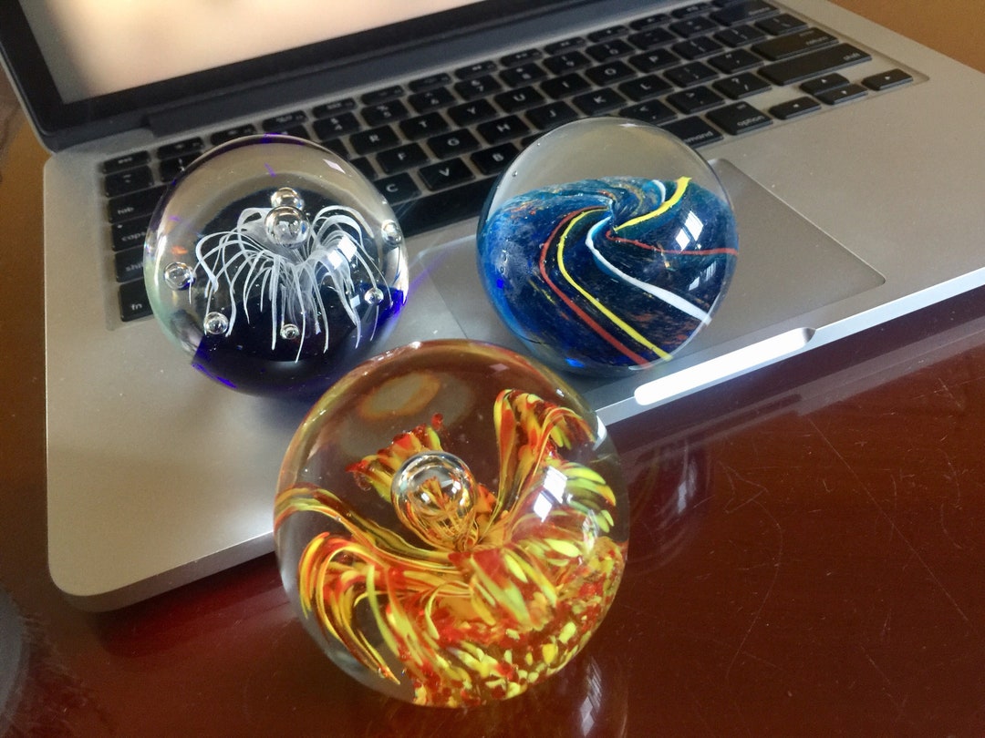 Orb Glass Ball Paperweight Marble Decorative Art 3D Flower Space Galaxy ...