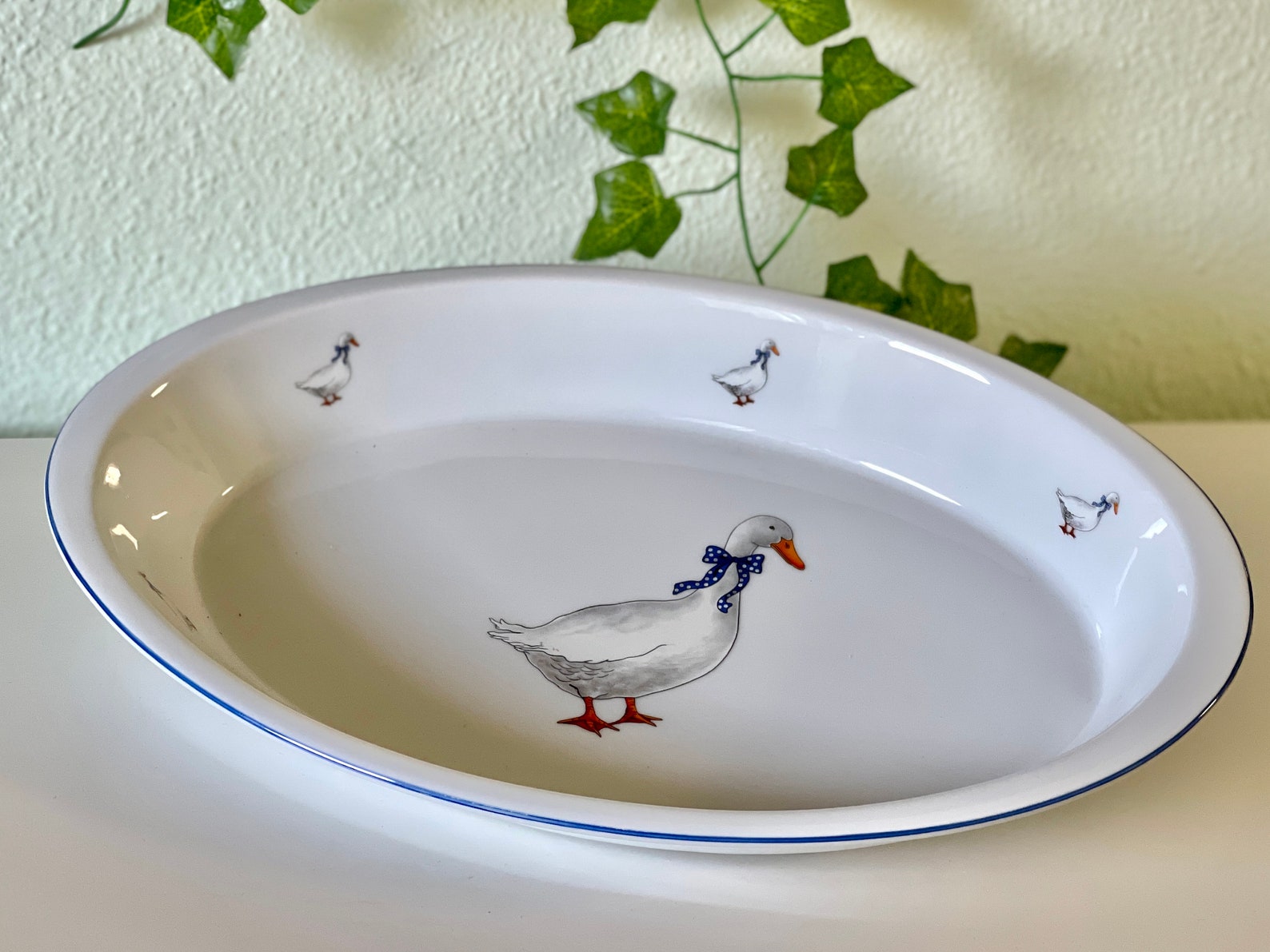 Mother Goose Ceramic Oven Baking Hot Dish Oval Rectangle Serving Dinner ...