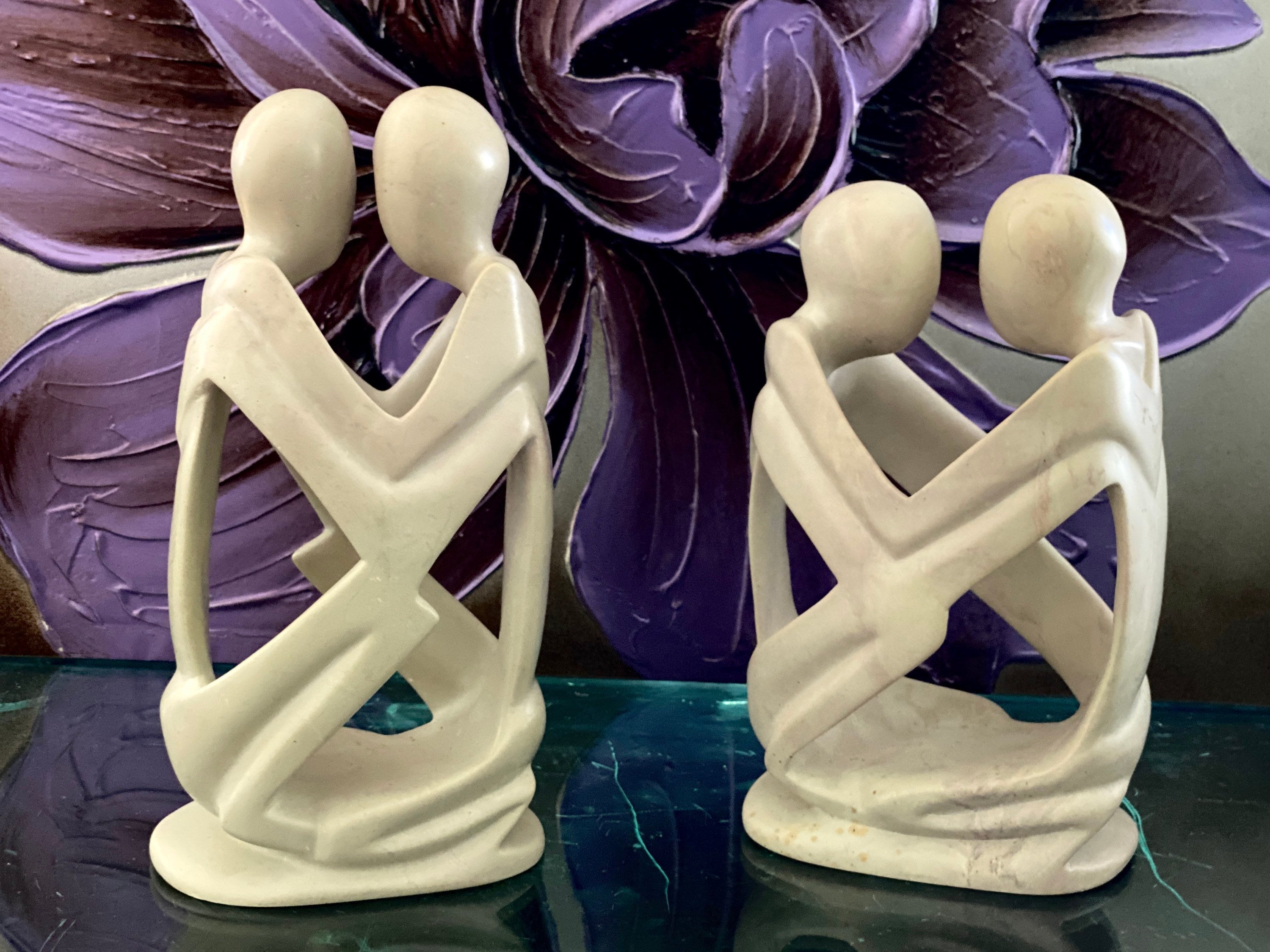 Couple Sculpture Circle of Friends Stone Art Large | Etsy