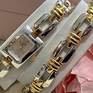 Cache Bracelet Watch Set Link Chain Quartz Silver Gold Bridal Gift ...