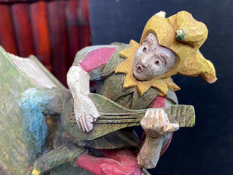 Jester Bookend Library Shelf Decor Statue Rustic Renaissance | Etsy