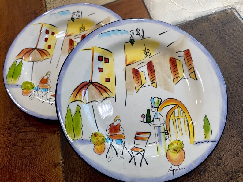 SAKURA Provence France Dinner Plate Set Handpainted Earthenware ...