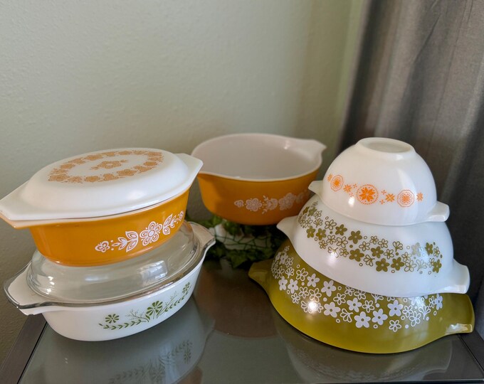 Vintage Pyrex Nesting Bowls Cinderella Gold Butterfly Corning Ware Oven ...