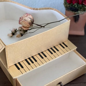 Grand Piano Storage Box Drawer Gift Container Gold Instrument Art Music ...