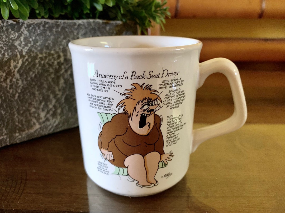 Arthur Pickering Comic Art Mug Humorous Anatomy Back Seat Car Driver ...