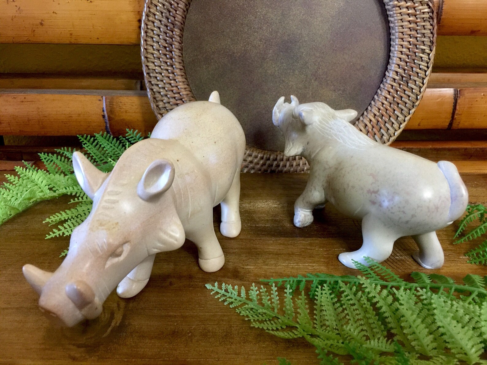 Soapstone Animal Statues African Large Water Buffalo Warthog | Etsy