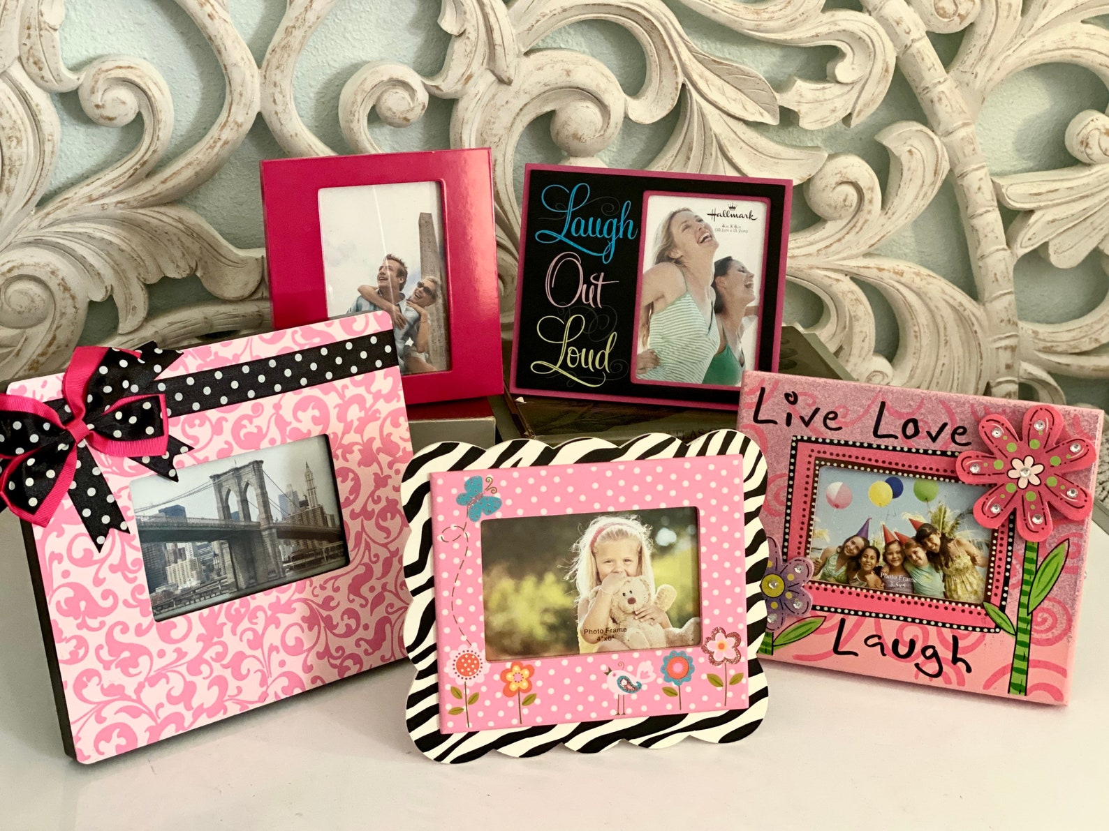 Pink Picture Frames Kids Girls Baby Shower Tabletop Photo Wall - Etsy