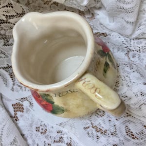 Red Rose Pitcher Porcelain Creamer Carafe Barware Jug Shabby Chic ...
