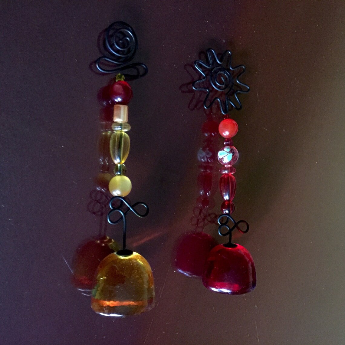 Paper Clip Red Yellow Beaded Note Holder Office Desk Whimsical - Etsy