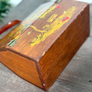 Wooden Purse Box Handmade 70s Grandmother's Gift Teacher Apple Tree Art ...