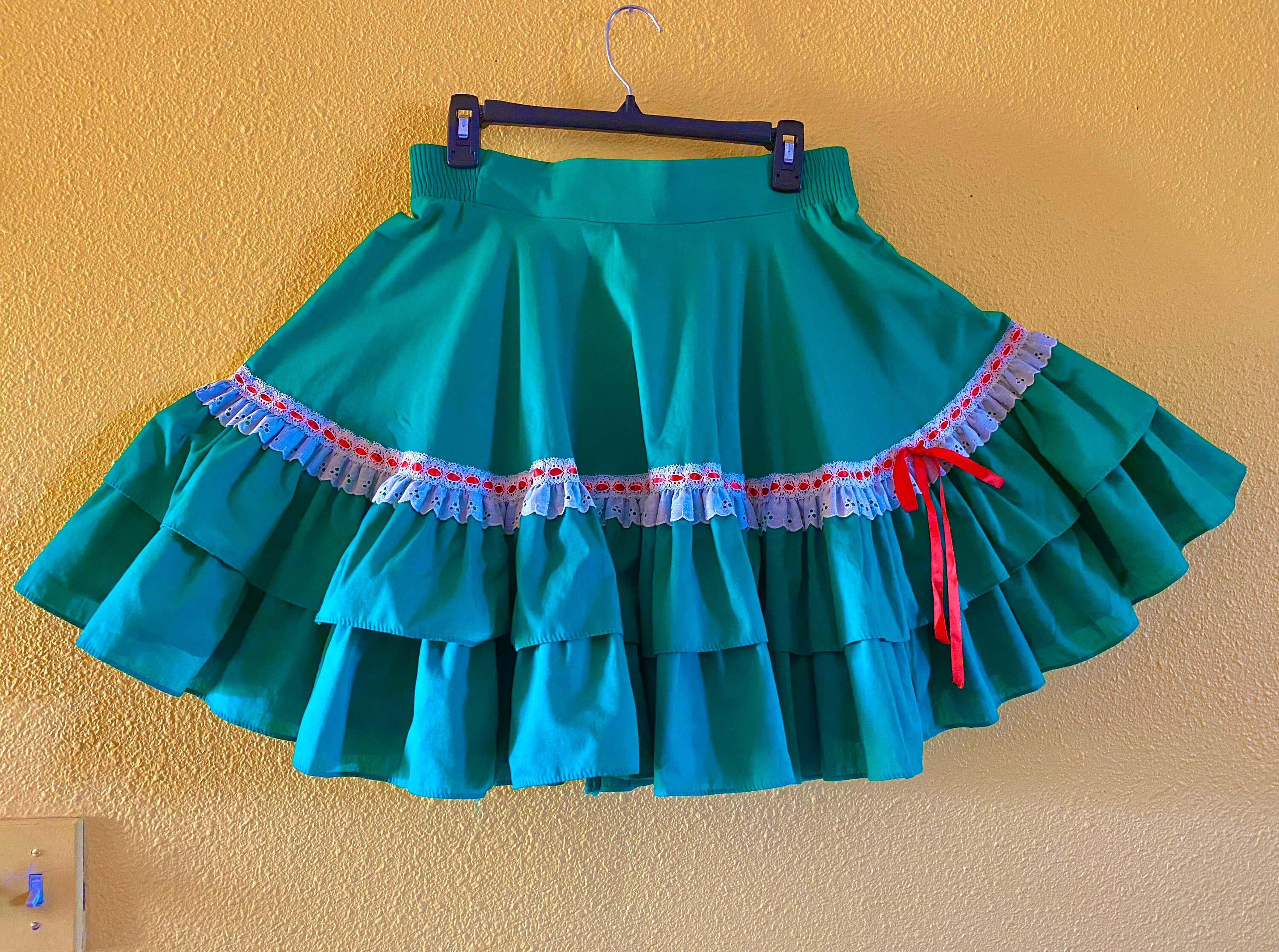 Square Dance Skirt Line Dancers Costume Cowgirl Green Cotton Blend ...
