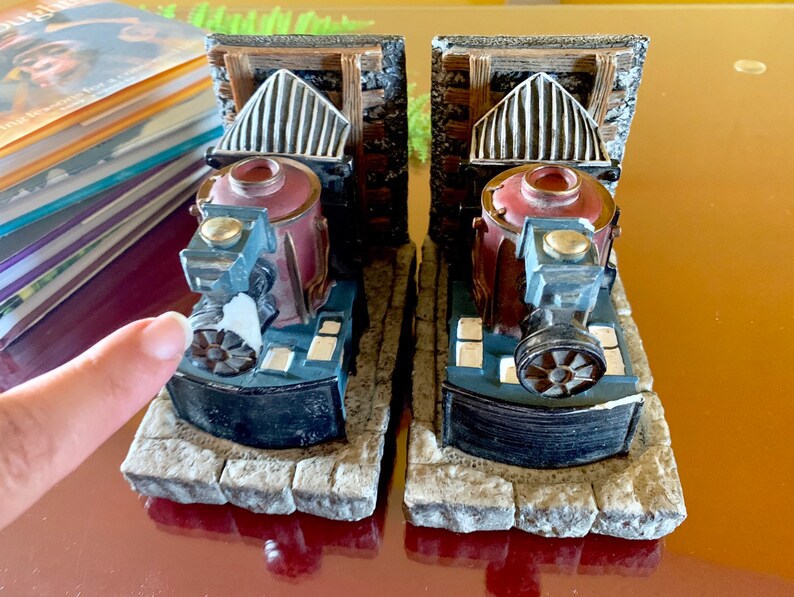Train Bookend Set Railroad Shelf Decor Art Kids Room Statue | Etsy