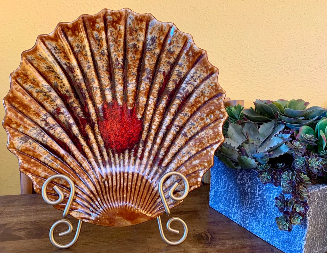 Sea Shell Clam Serving Platter 60s Pottery Vintage USA Nautical Party ...