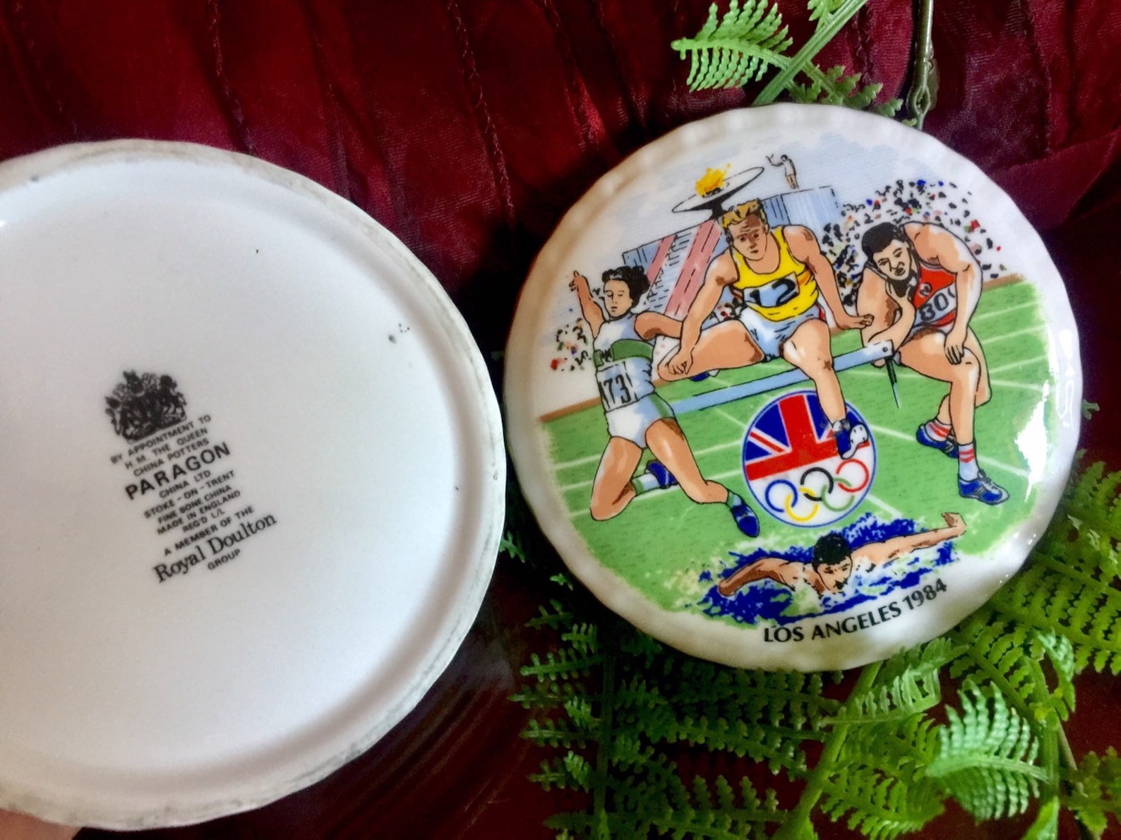Porcelain Trinket Box 1984 Olympic Games Los Angeles Laurel Wreaths ...