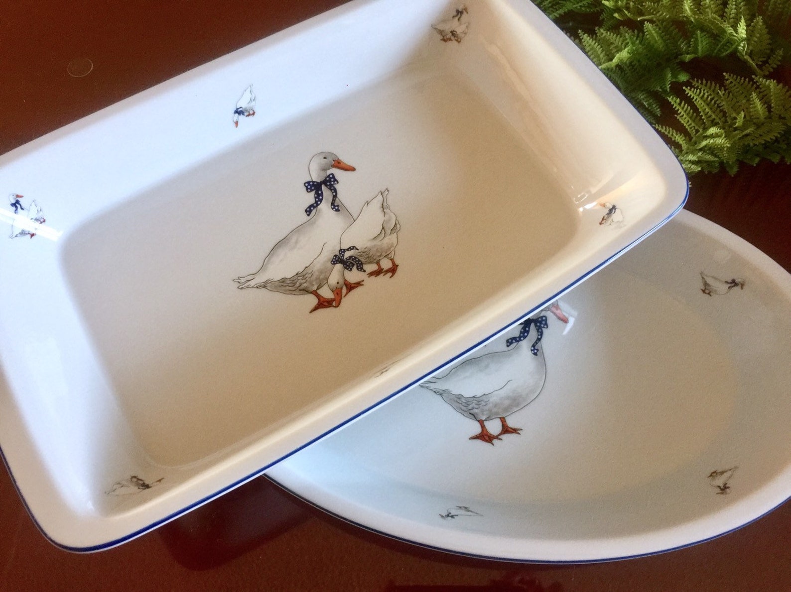 Mother Goose Ceramic Oven Baking Hot Dish Oval Rectangle Serving Dinner ...