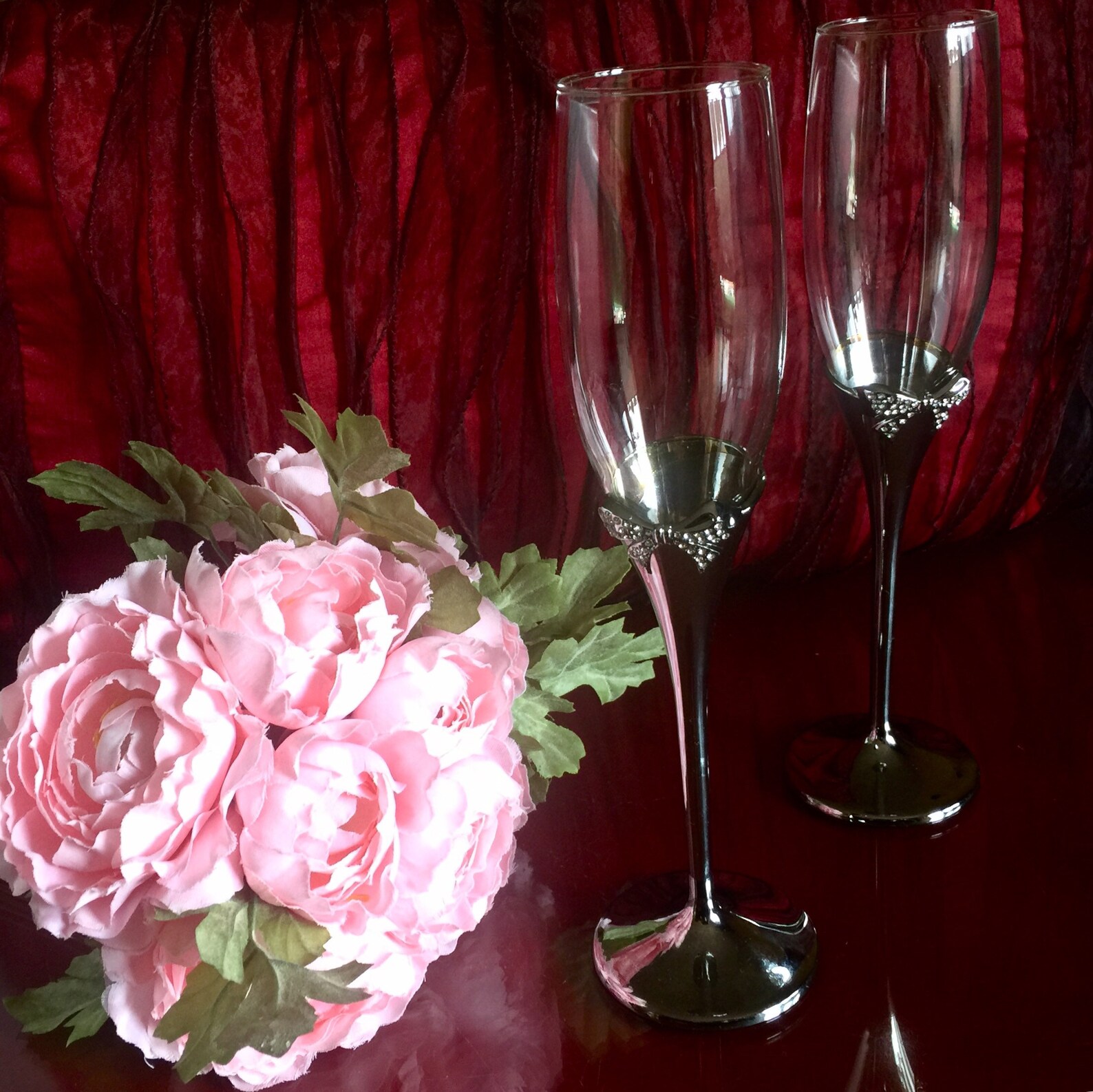 Jeweled Bow Stem Glass Flutes Wedding Toast Groom Bride Unity - Etsy