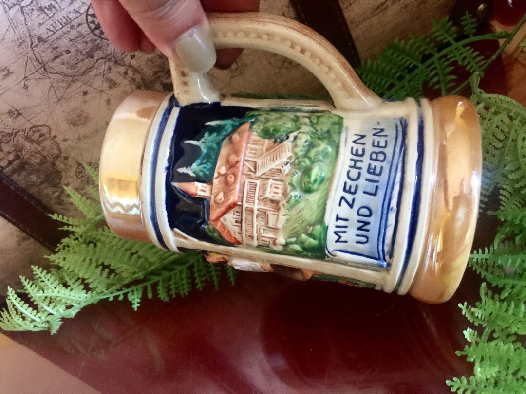 German Vintage Beer Tankard Ceramic Oktoberfest Bavarian Renaissance ...
