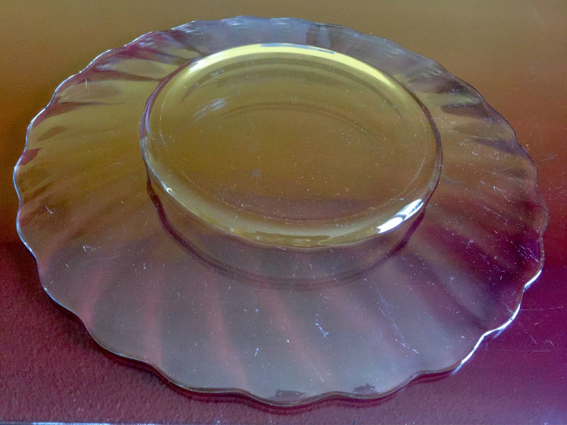 Round Clear Glass Platter Large Appetizer Cake Serving Fruit | Etsy