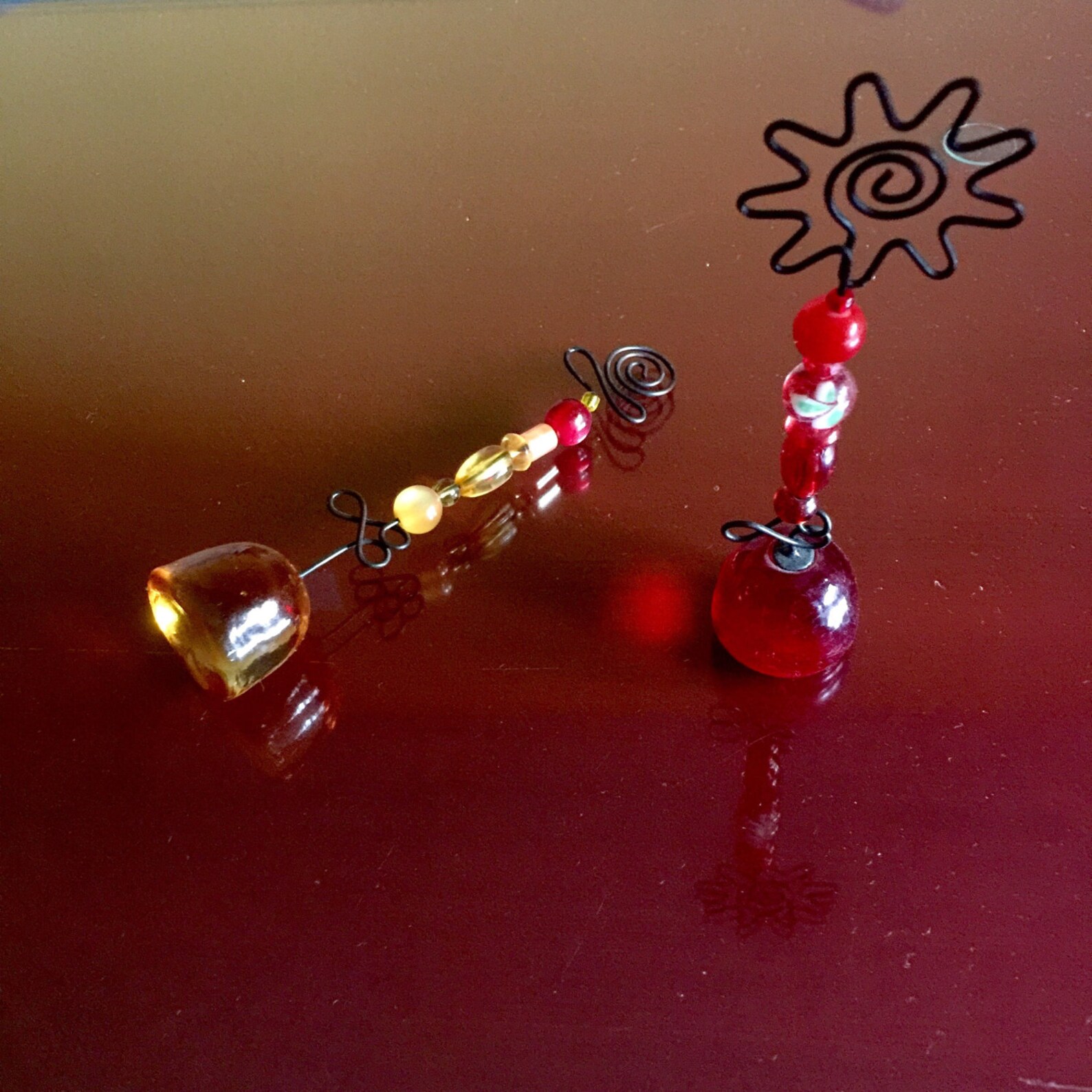 Paper Clip Red Yellow Beaded Note Holder Office Desk Whimsical Kids ...