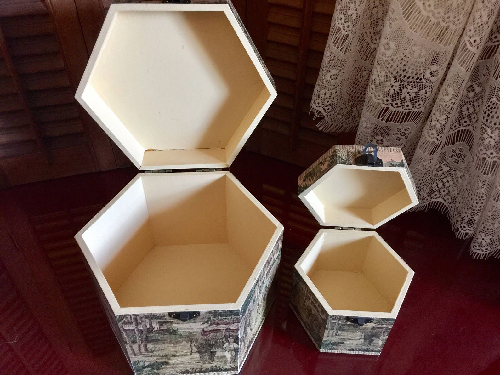 Safari Elephant Storage Box Set Two Hexagon African Indian Ethnic ...