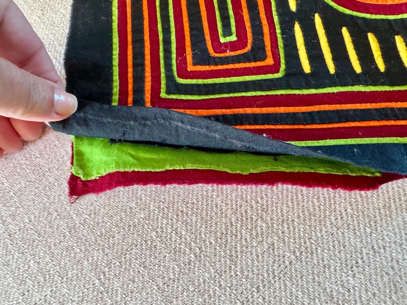 Black Cat Mola Kuna Textile Art Ethnic Panama Colombia Wall Hanging ...